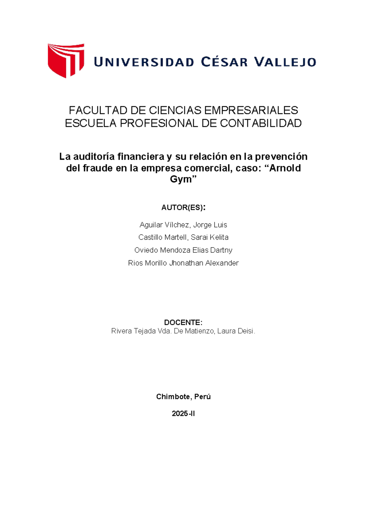Investigación Formativa: Auditoría Financiera y Prevención del Fraude ...