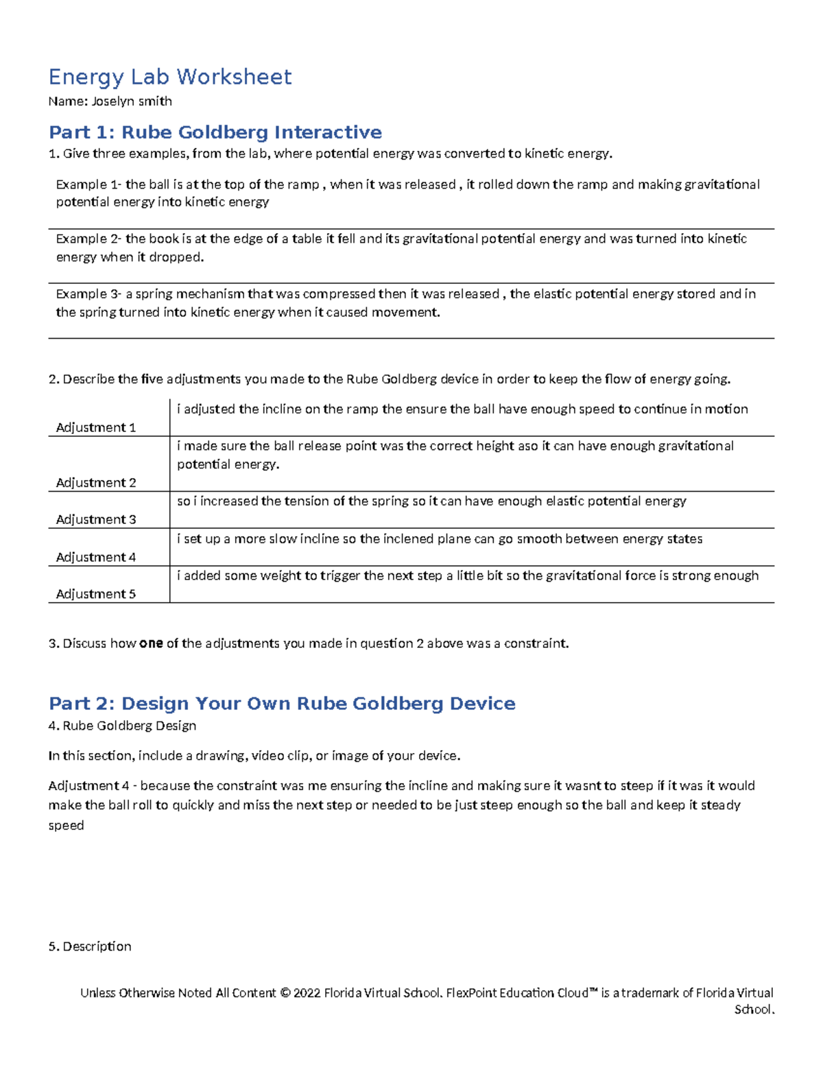 Energy Assignment - Rube Goldberg Lab Worksheet (ENG 101) - Studocu