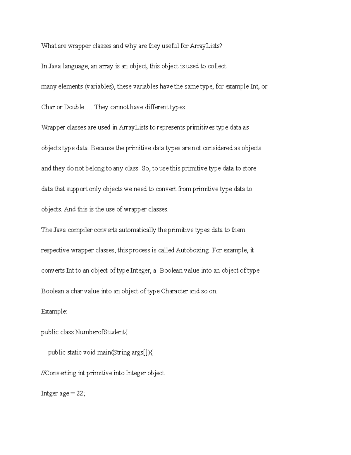 Discussion Forum Unit 7 (CS 1102) - What are wrapper classes and why are they useful for ...