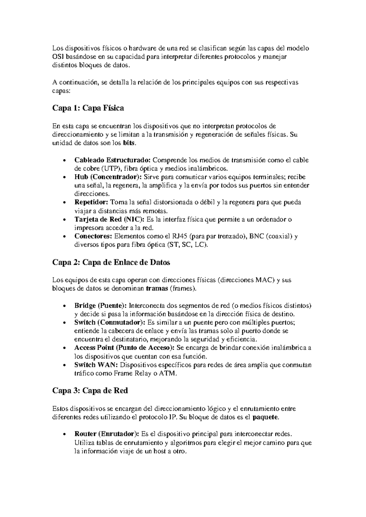 Tarea Unidad 4: Clasificación de Dispositivos de Red según el Modelo ...