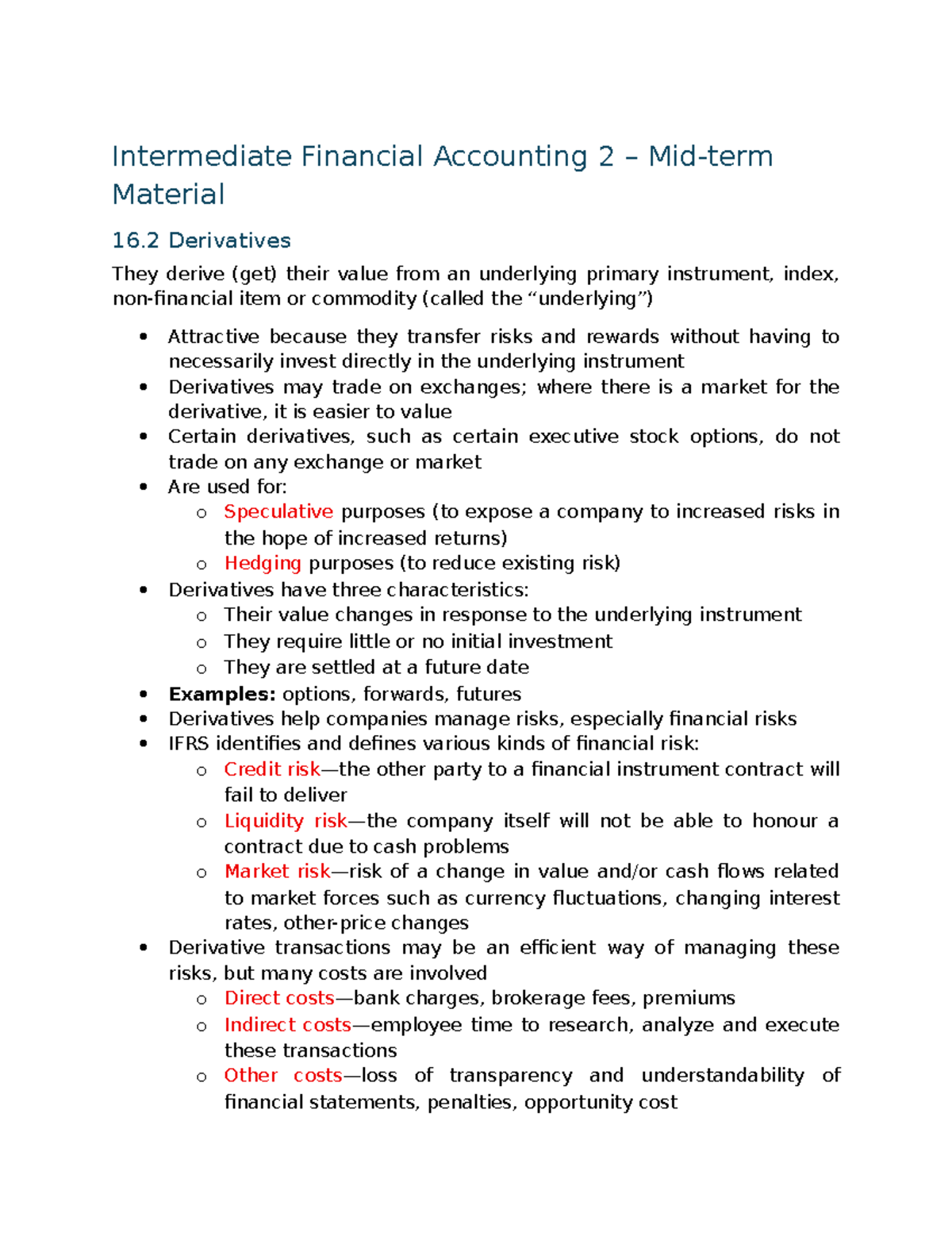 Ch 16 Summary - Midterm Material for Intermediate Financial Accounting ...