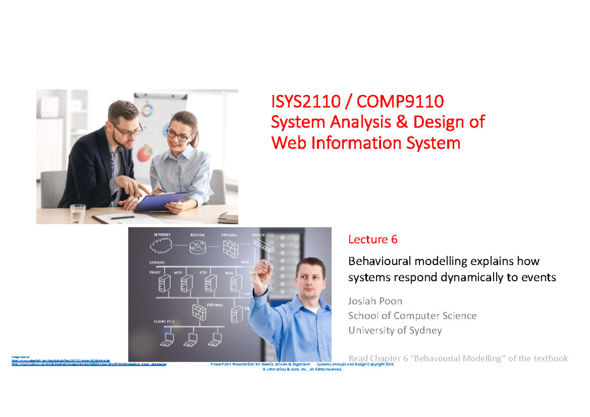 ISYS2110 COMP9110 Lecture 6: Behavioral Modelling in System Design ...