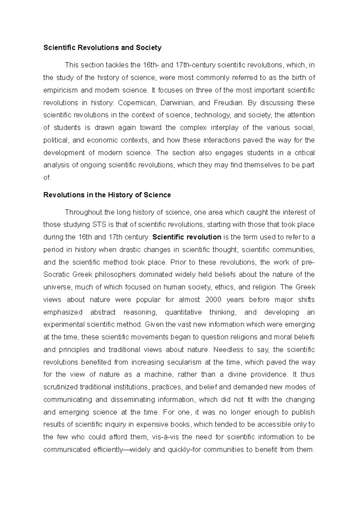 Scientific Revolutions and Their Impact on Society: A Historical ...