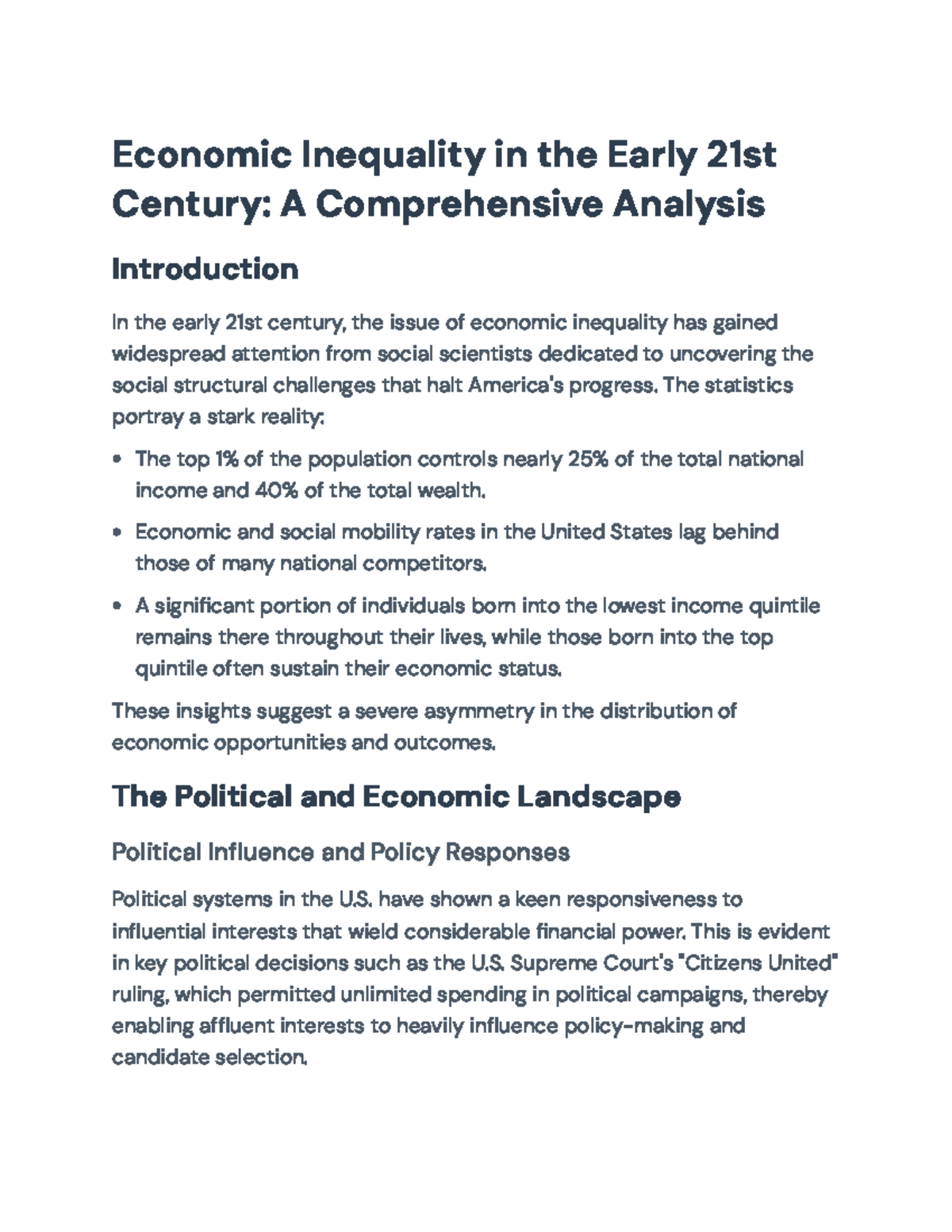 Economic Inequality in the 21st Century: A Comprehensive Analysis ...