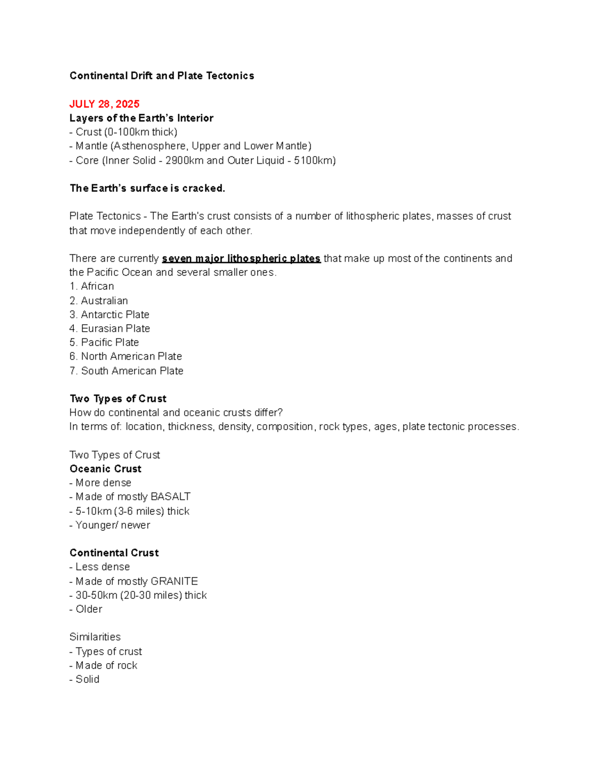 Continental Drift & Plate Tectonics: Key Concepts & Evidence - Studocu
