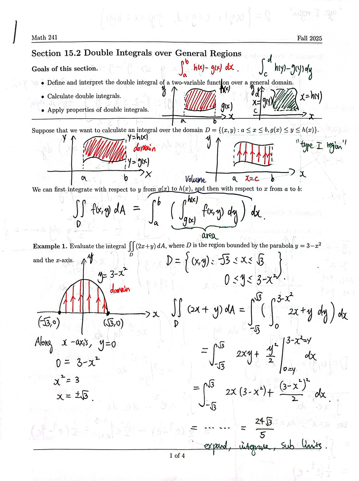 Calculating Double Integrals over General Regions - Studocu