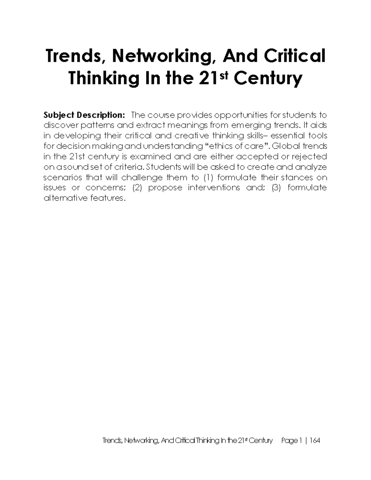 Trends, Networks, and Critical Thinking in the 21st Century - Trends, Networking, And Critical ...