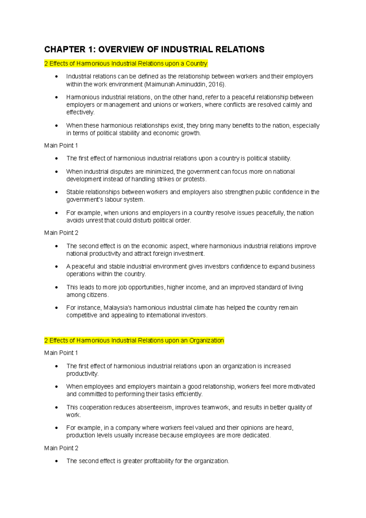 PAD363 Final Exam Notes: Overview of Industrial Relations - Studocu