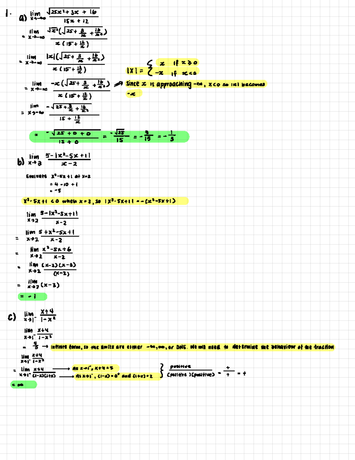 Calculus Assignment 2-1: Evaluating Limits and Functions - Studocu