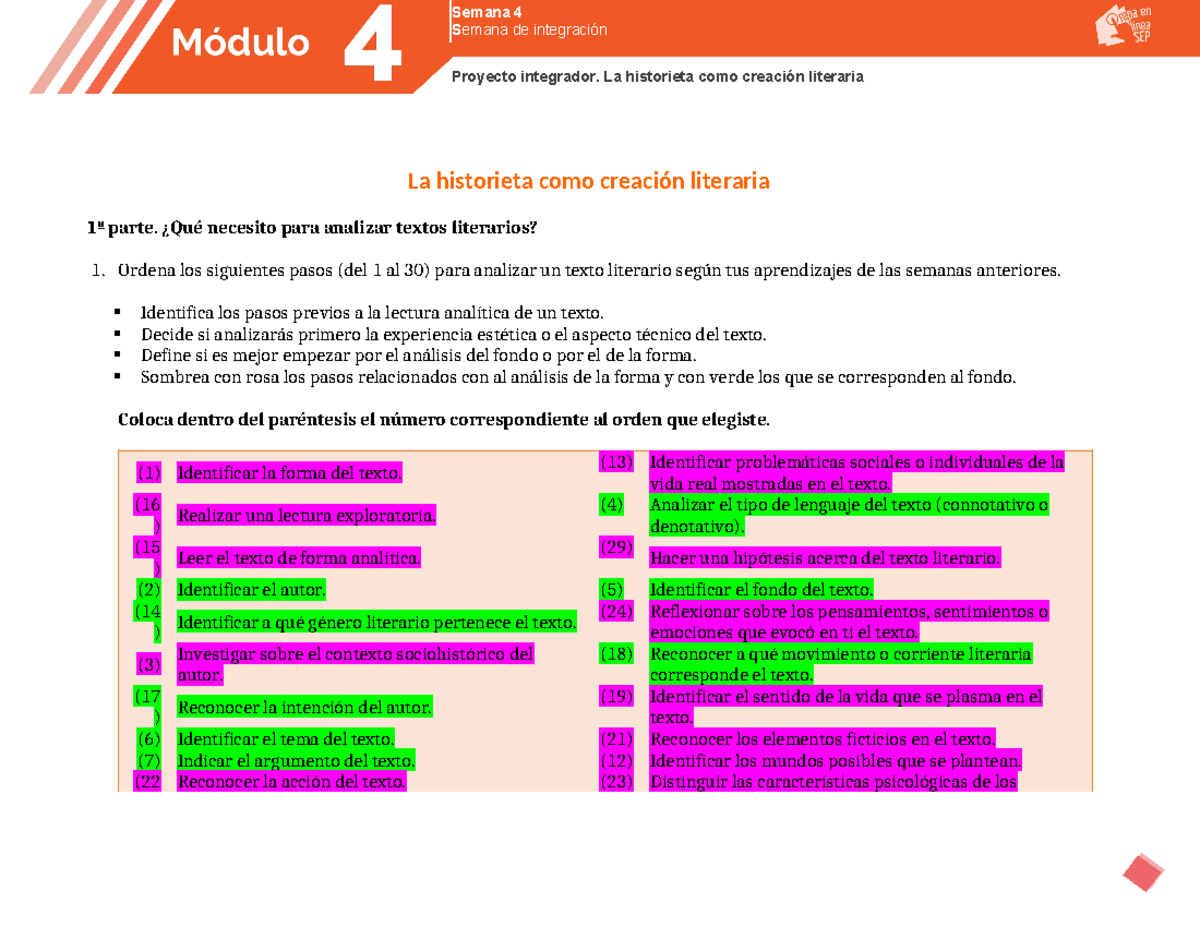 Proyecto Integrador M04S4PI: Análisis de la Historieta Literaria - Studocu