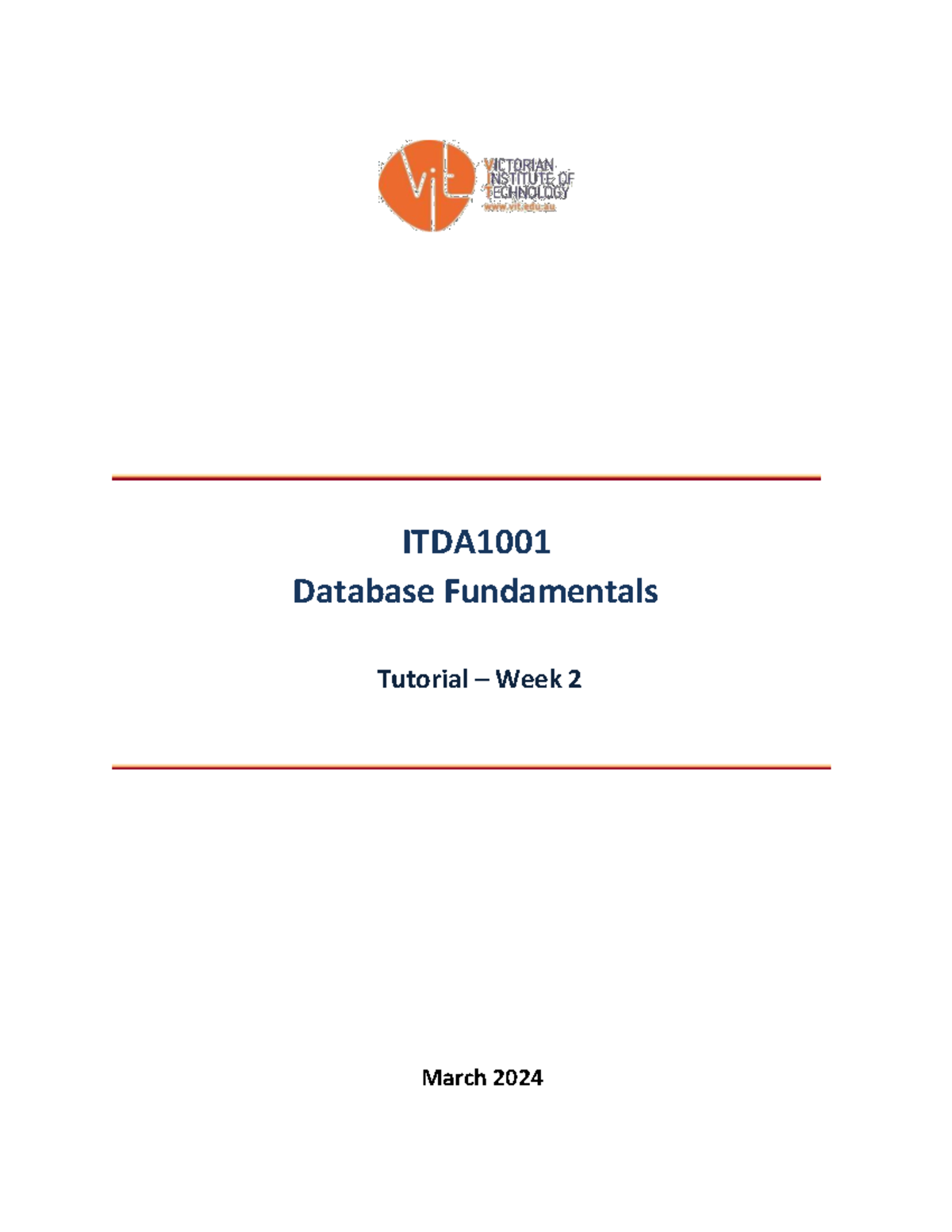 ITDA1001 Lesson 2 Tutorial: Database Fundamentals & ER Diagrams - Studocu
