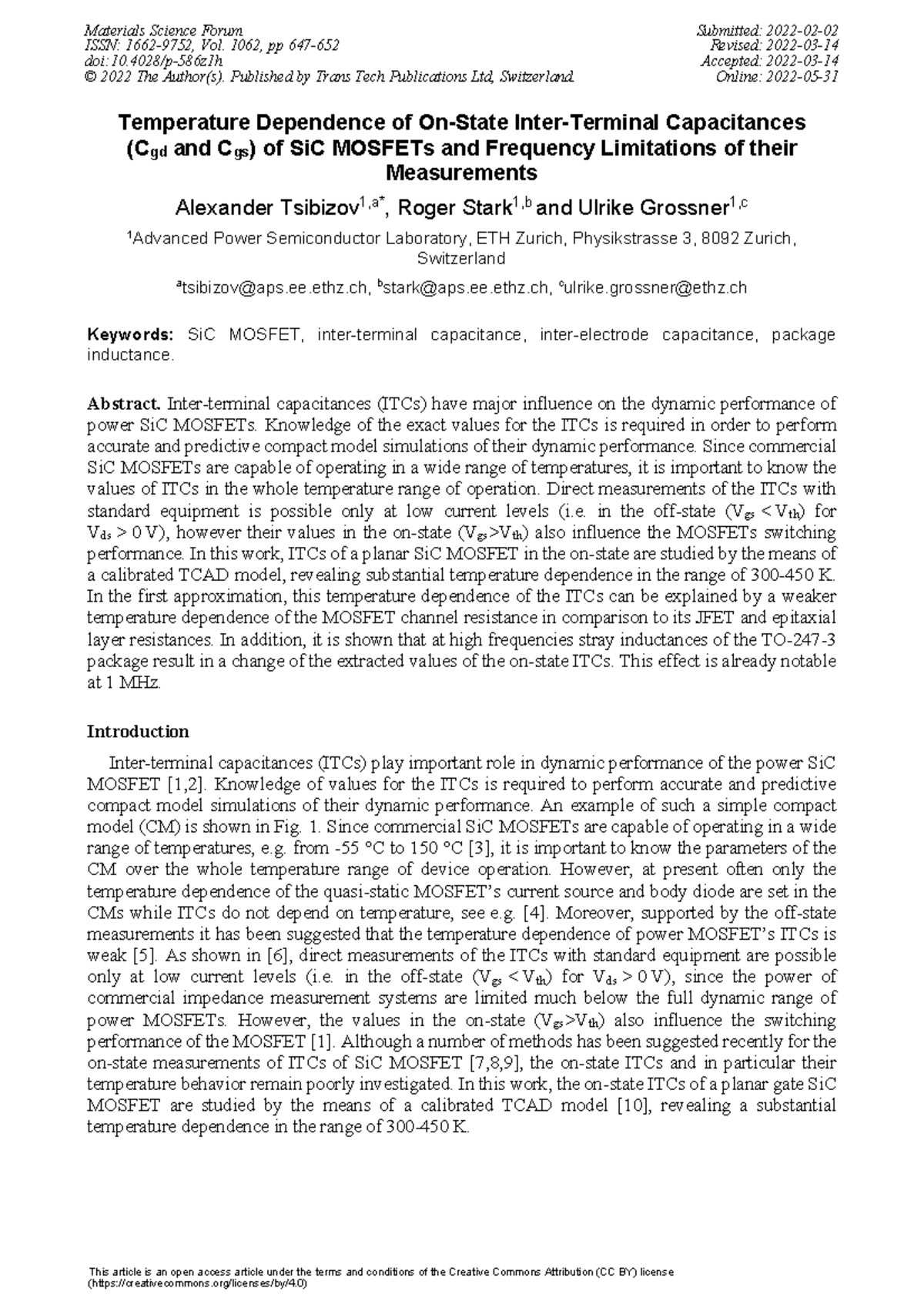 Temperature Dependence of On-State Inter-Terminal - ee.ethz, bstark@aps ...