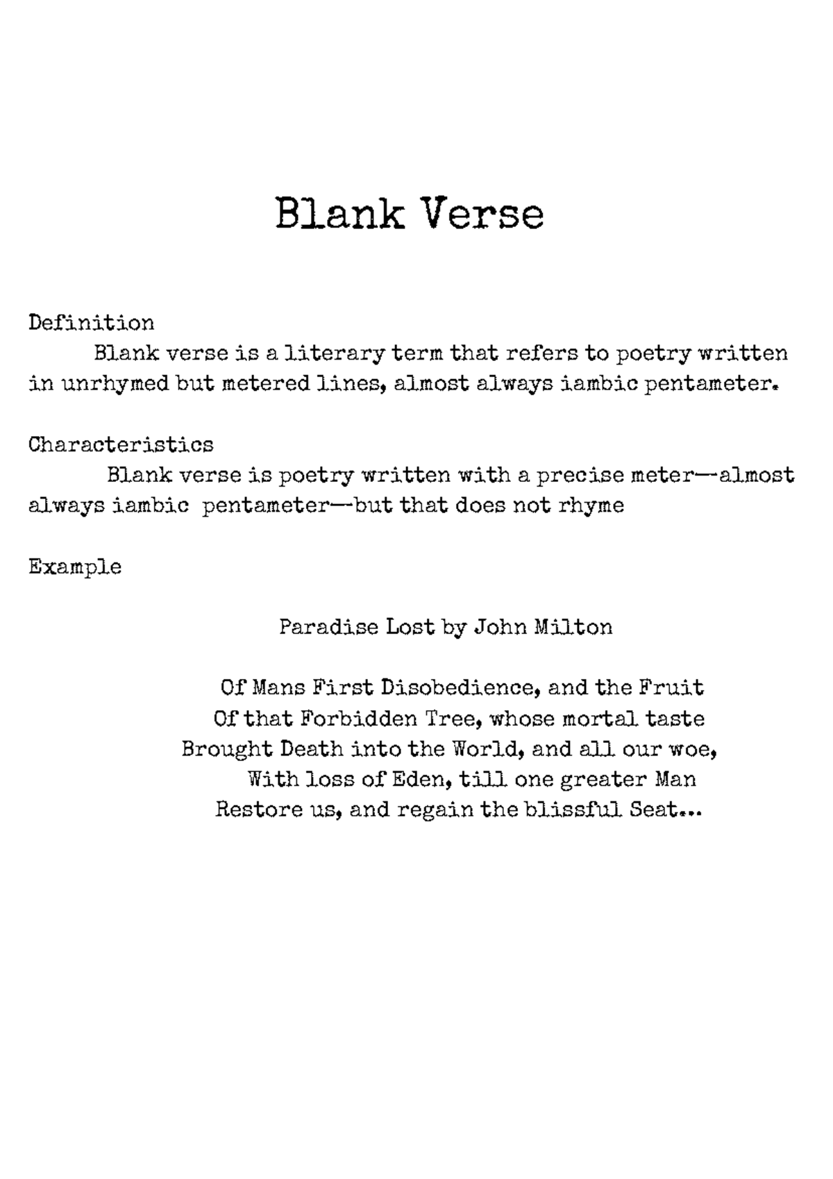 Poetry Compilation Notes: Forms & Characteristics Overview - Studocu