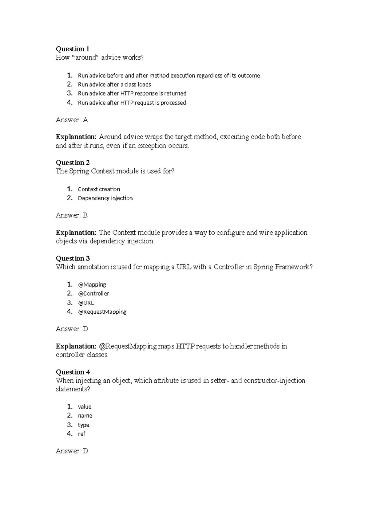 ADV-JAVA Final Exam Notes: Spring Boot Concepts and Questions - Studocu