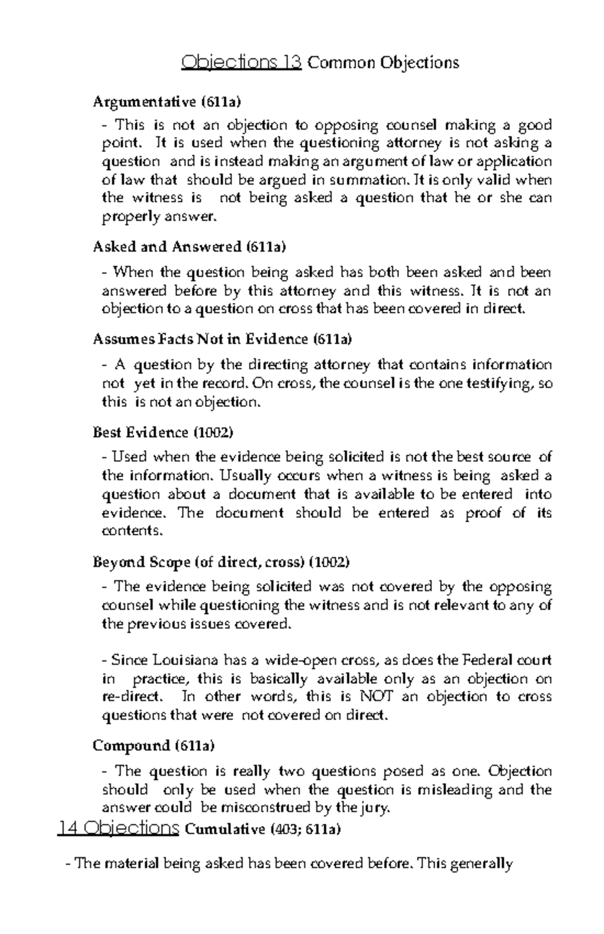 Common Objections in Legal Argumentation (611a) - Studocu