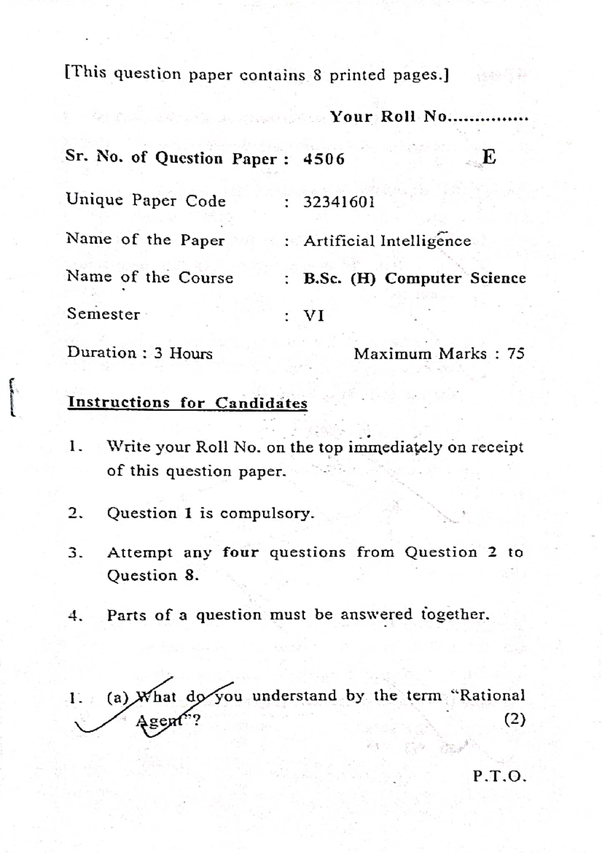 PYQ AI Questions & Answers for 2023 - Studocu