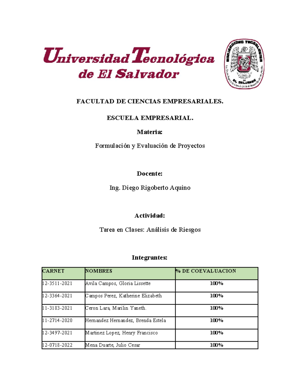 Análisis de Riesgos en Proyectos de Energía Solar - FCE 2023 - Studocu