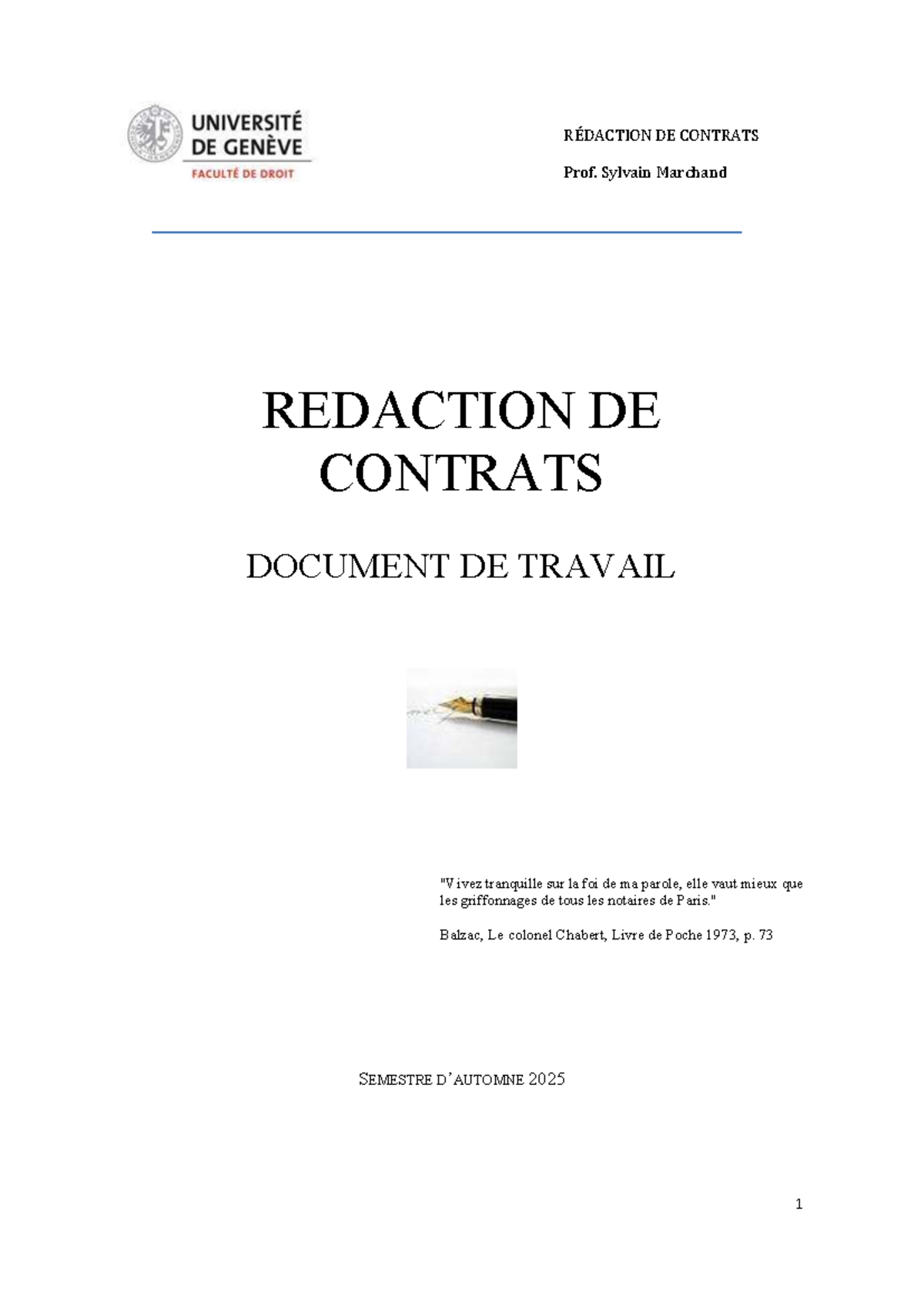 RÉDACTION DE CONTRATS - SEMESTRE D’AUTOMNE 2025 - Studocu