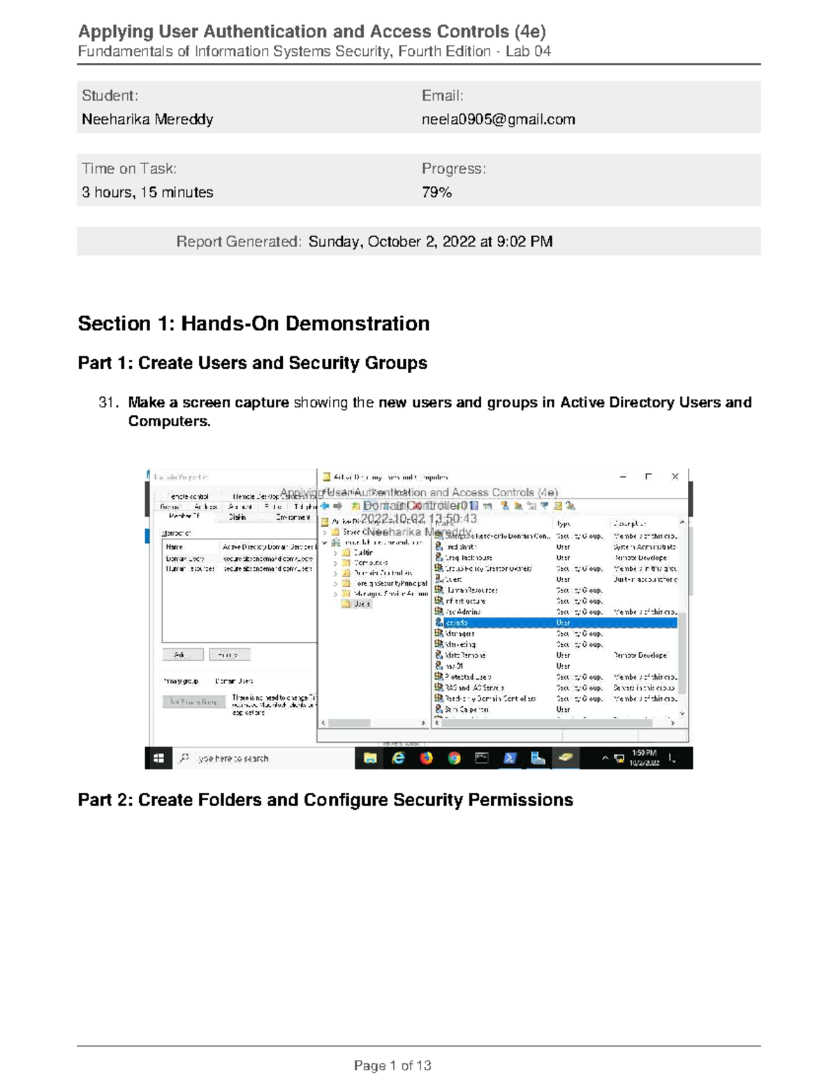 Lab-4-Applying User Authentication and Access Controls - Fundamentals of Information Systems ...