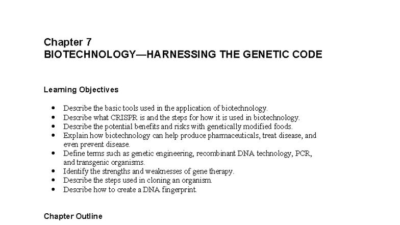 Phelan 5e SSG Chapter 7: The Genetic Code & Biotechnology Insights ...
