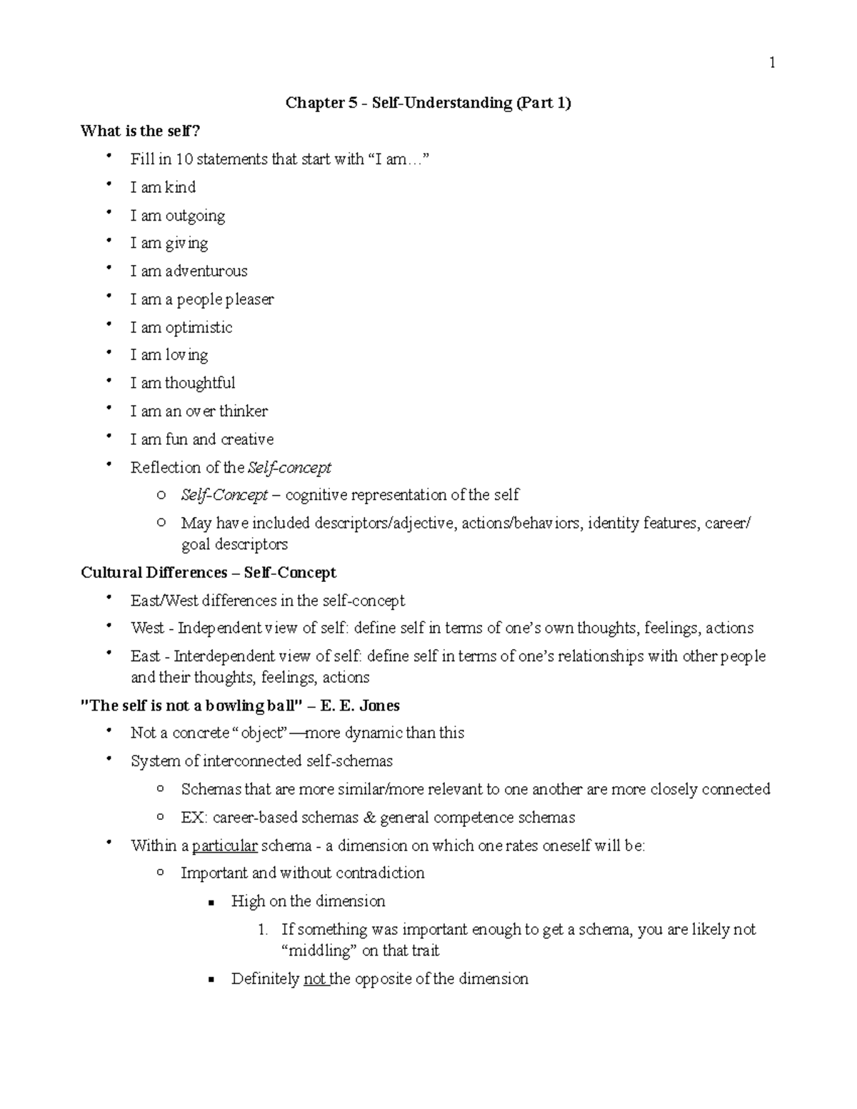 Self-Understanding CH5: Insights on Self-Concept & Introspection - Studocu