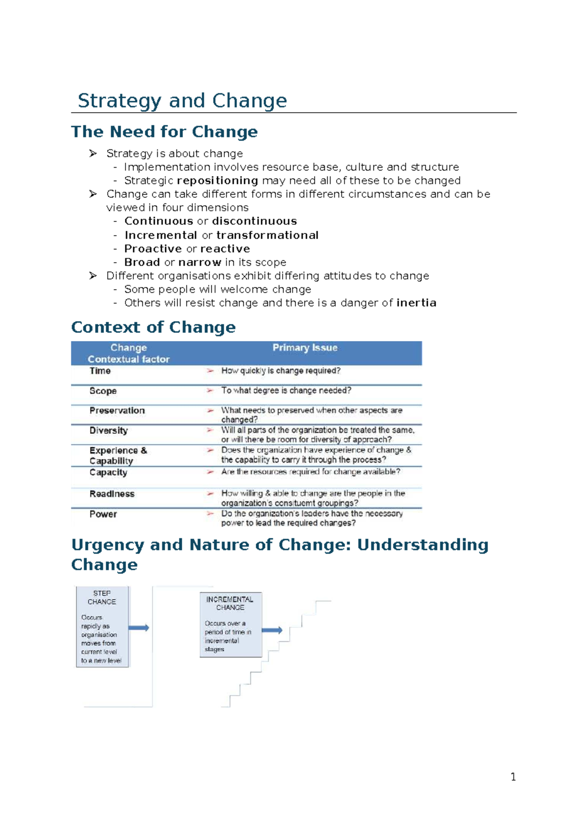 Strategy Implementation: Understanding Change and Leadership (Course Code: 04) - Studocu