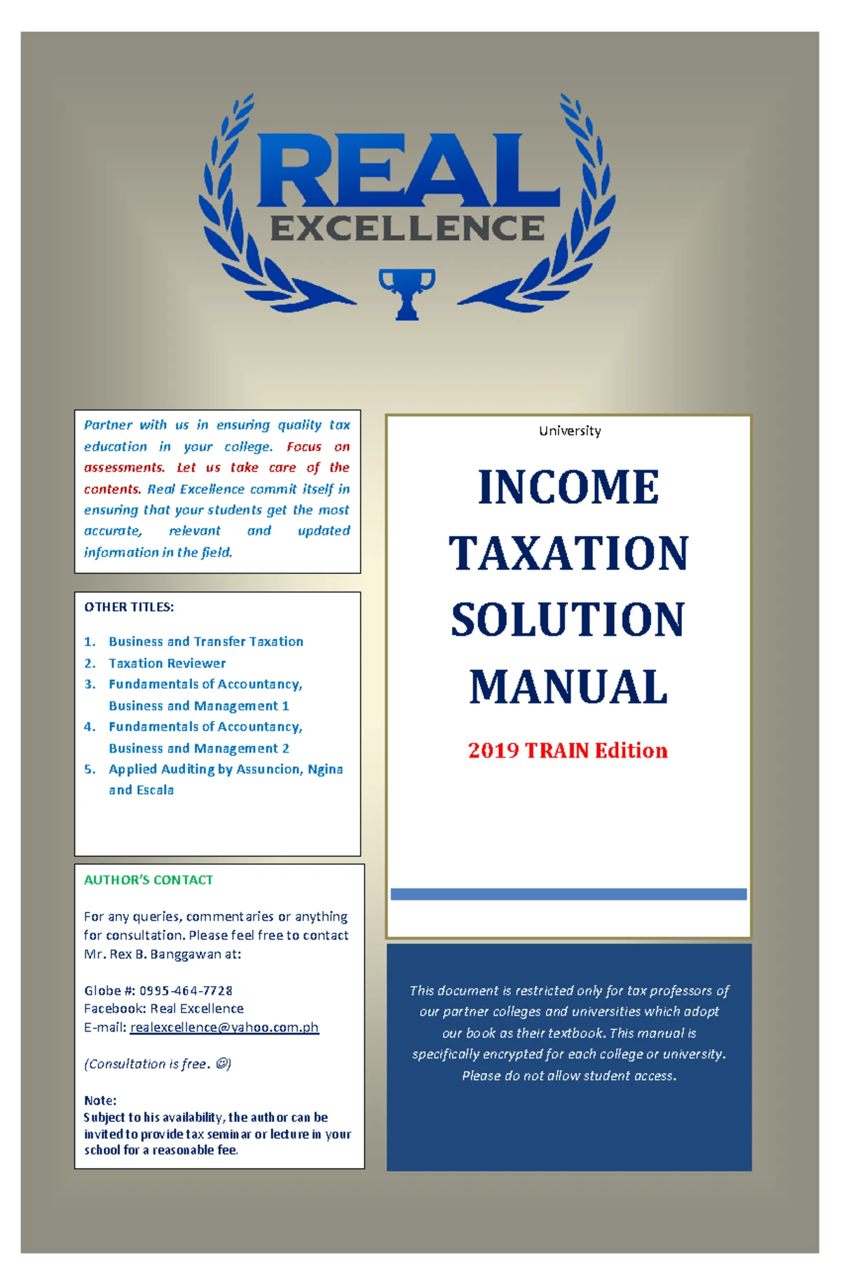 Income Taxation - Cpar test bank - TAXATION 1 – Income Taxation General ...