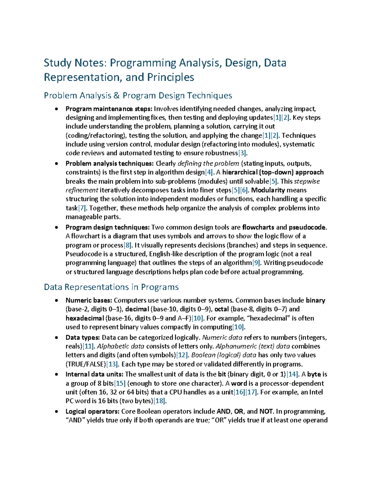 IT 101: Study Notes on Programming Analysis, Design, and Principles ...