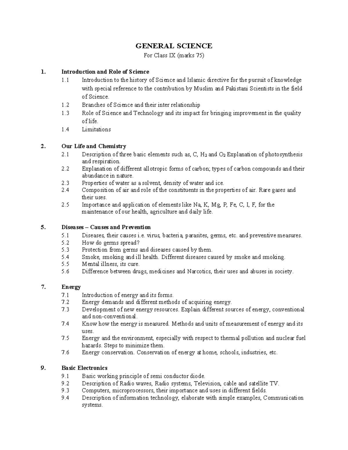 General Science Notes for Class IX (Marks: 75) - Studocu