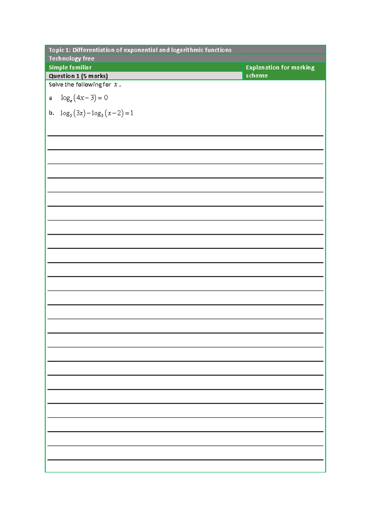 Differentiation Of Exponential Logarithmic Functions U3 Studocu