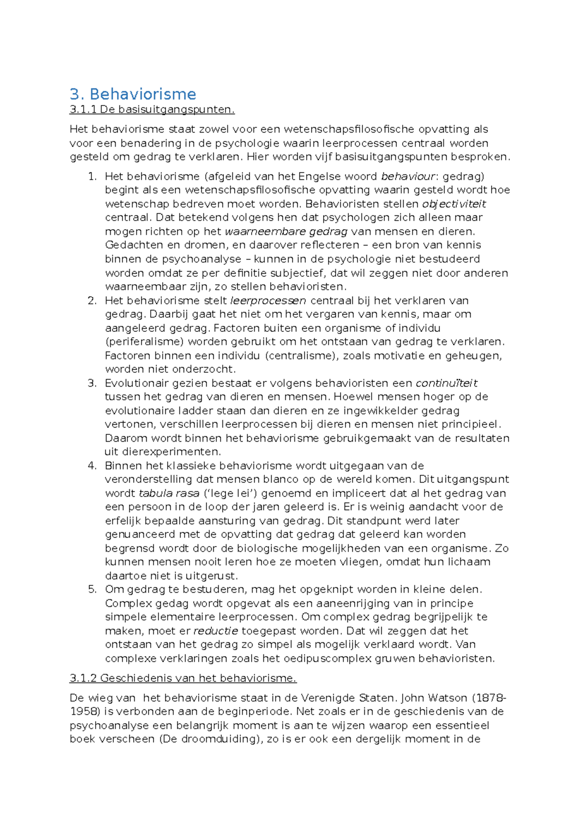 3. Behaviorisme - Samenvatting Het Palet van de Psychologie - 3 ...