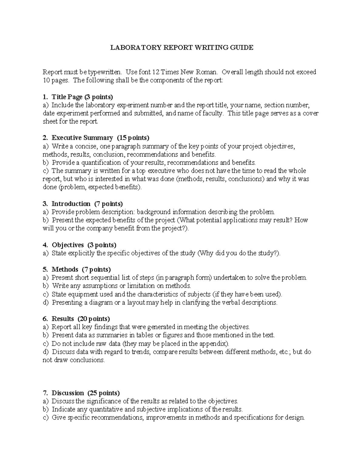 LAB 101: Laboratory Report Writing Guide and Evaluation Criteria - Studocu