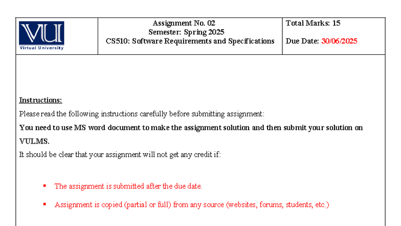 Spring 2025 CS510: Assignment 02 Guidelines and Submission Details - Studocu