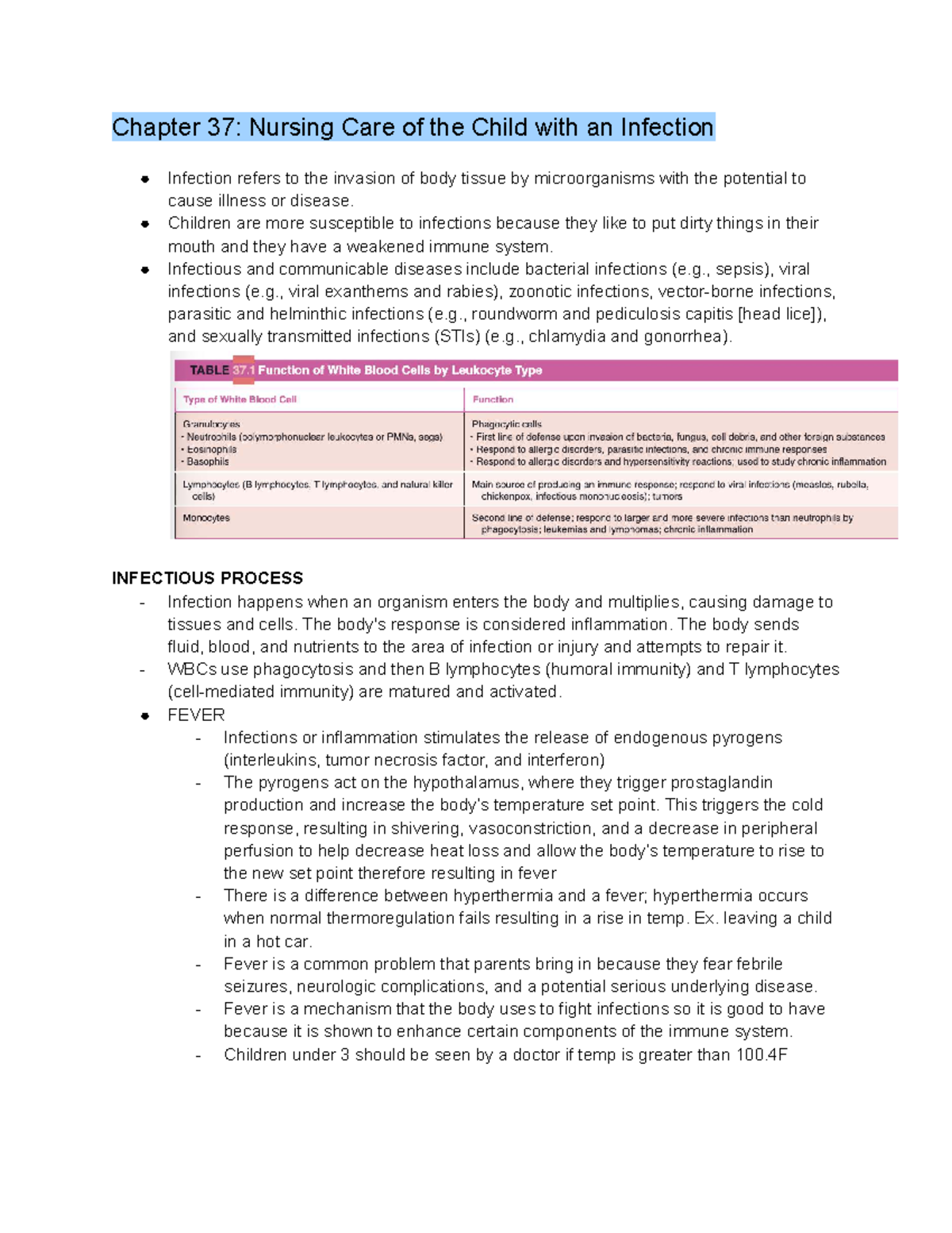 Peds Exam 2: Nursing Management of Infectious Diseases in Children ...
