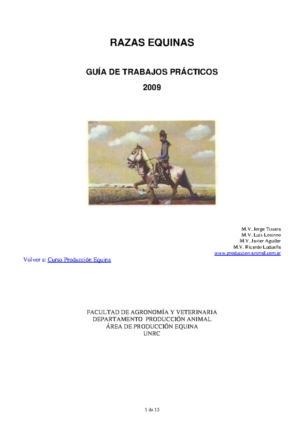 Guía de Trabajos Prácticos: Razas Equinas 2009 - Producción Equina ...