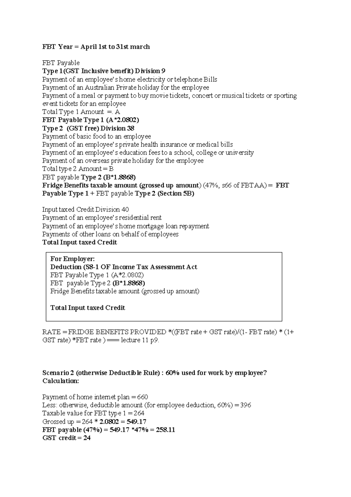 FBT Overview and Calculations: Yearly Summary and Scenarios (FBT - vnbn ...