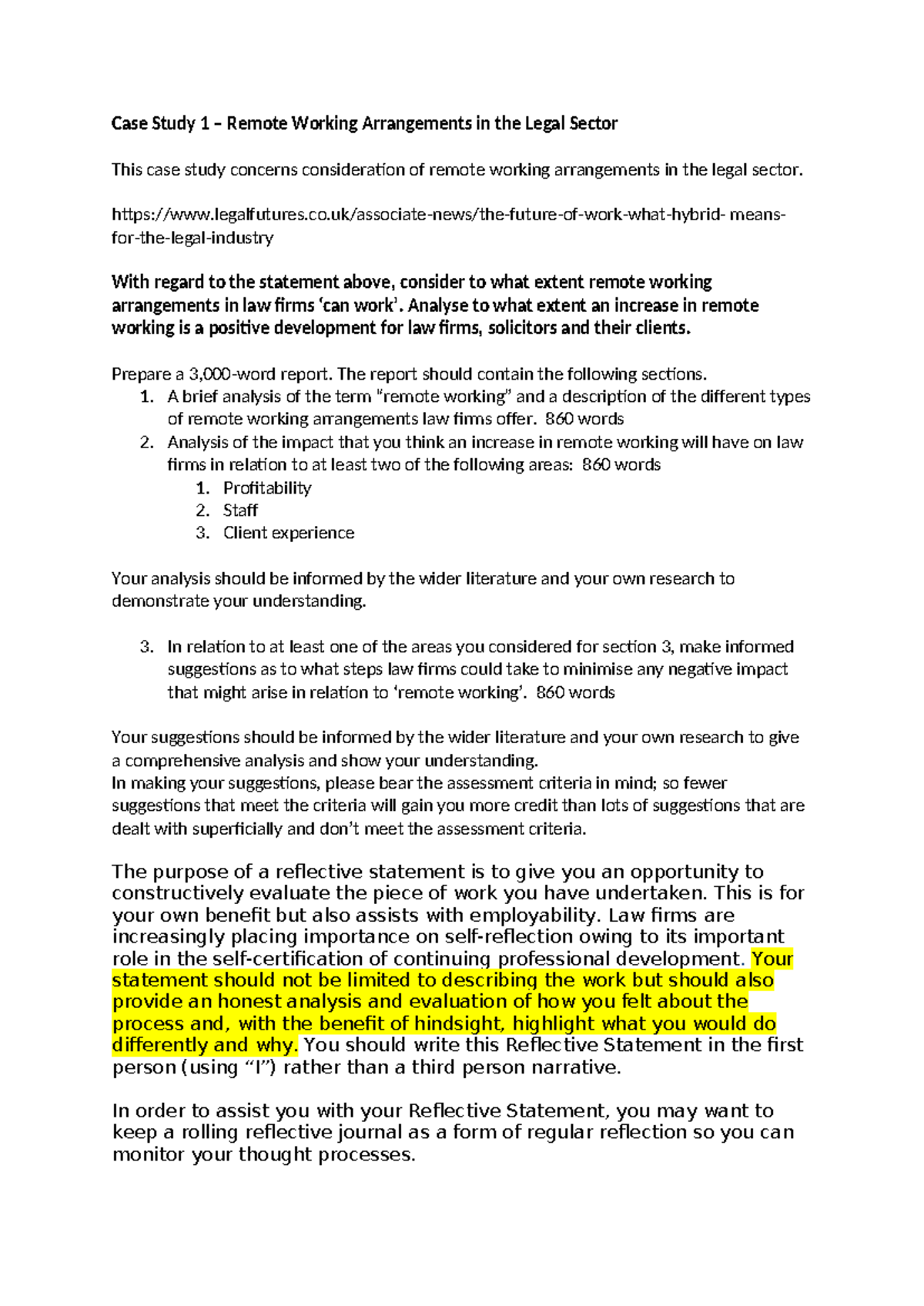 **Case Study Report Plan: Remote Work in the Legal Sector** - Studocu