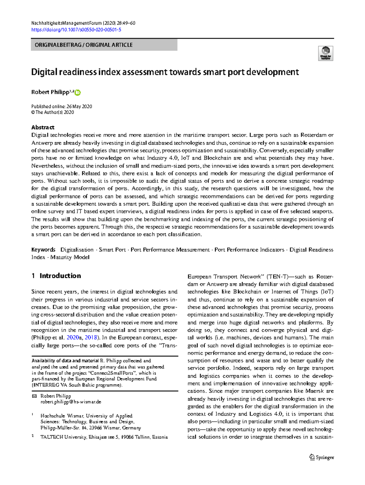 Digital Readiness Index for Smart Port Development: A Comprehensive ...