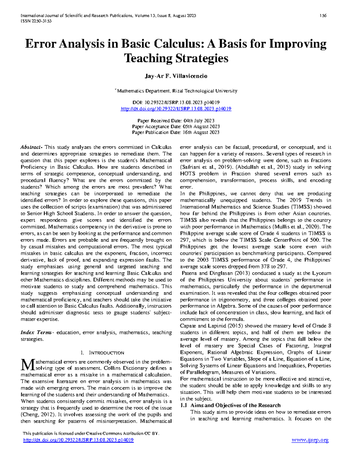 Error Analysis in Basic Calculus: Strategies for Improvement - Studocu