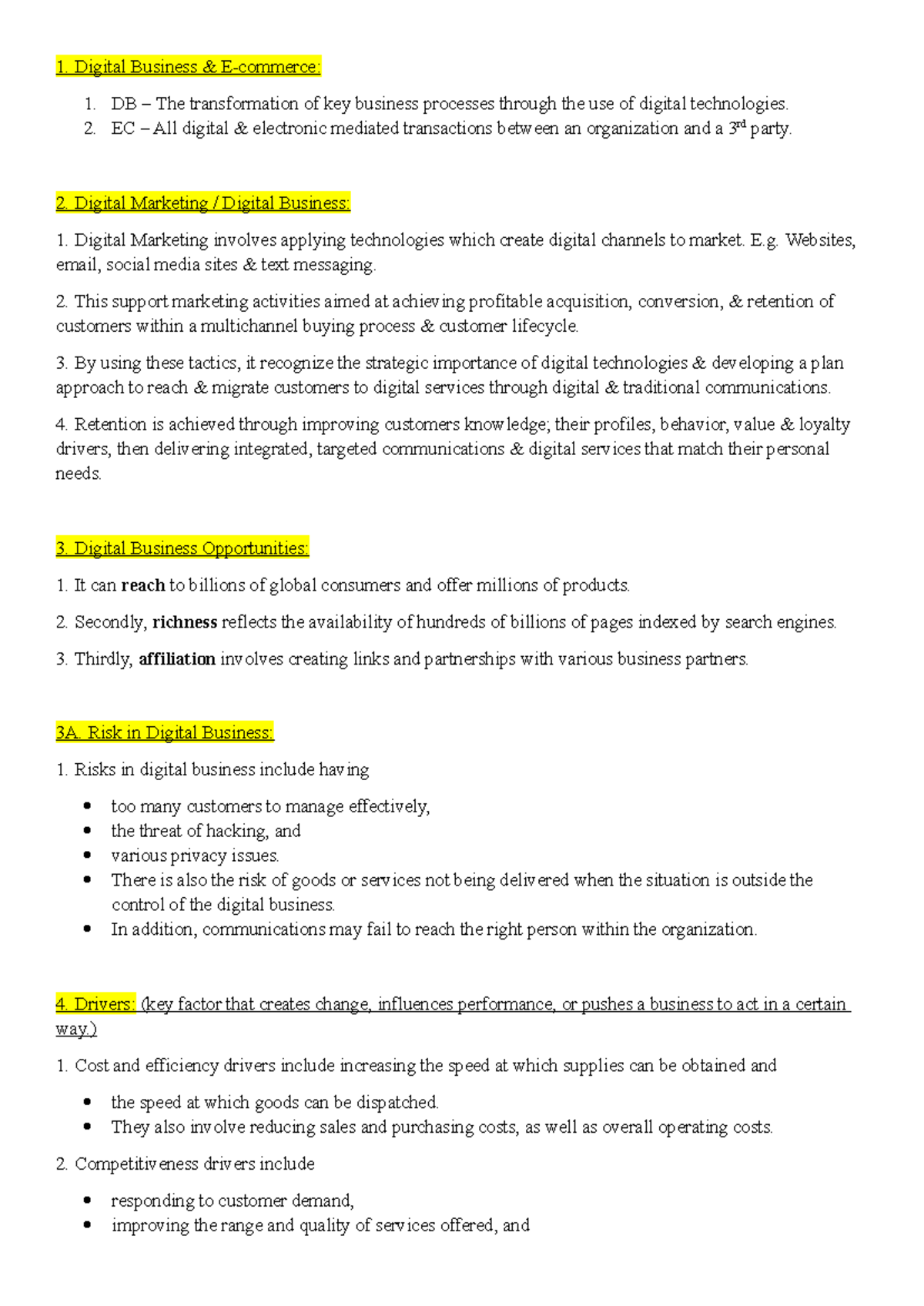 Business Chap 1 - Lecture Guide on Digital Business & Marketing - Studocu