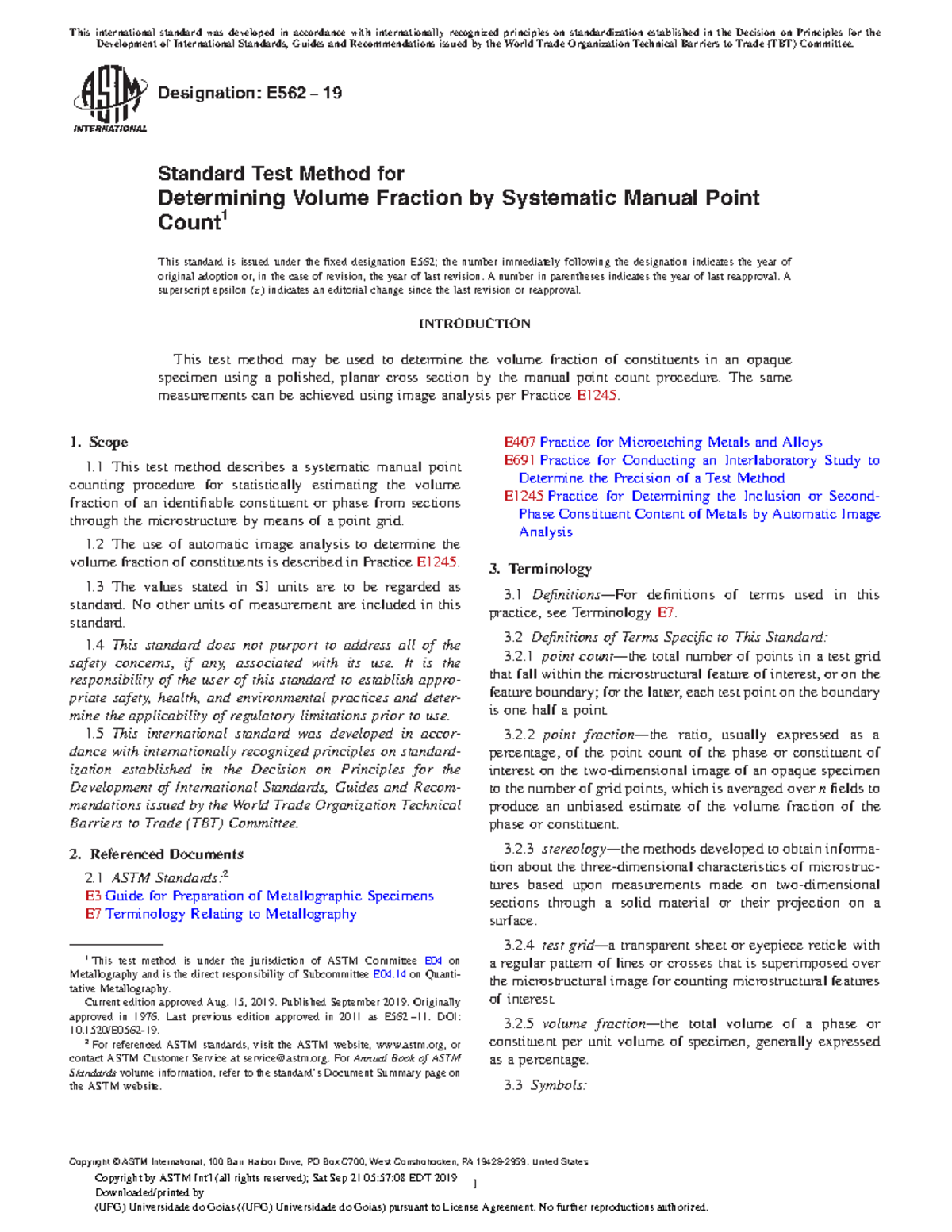 ASTM E562-19 Standard Test Method for Ferrite Volume Fraction - Studocu