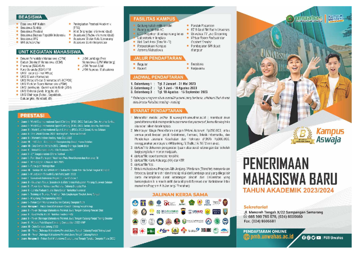 Brosur beasiswa dan fasilitas kampus Universitas Wahid Hasyim - Studocu