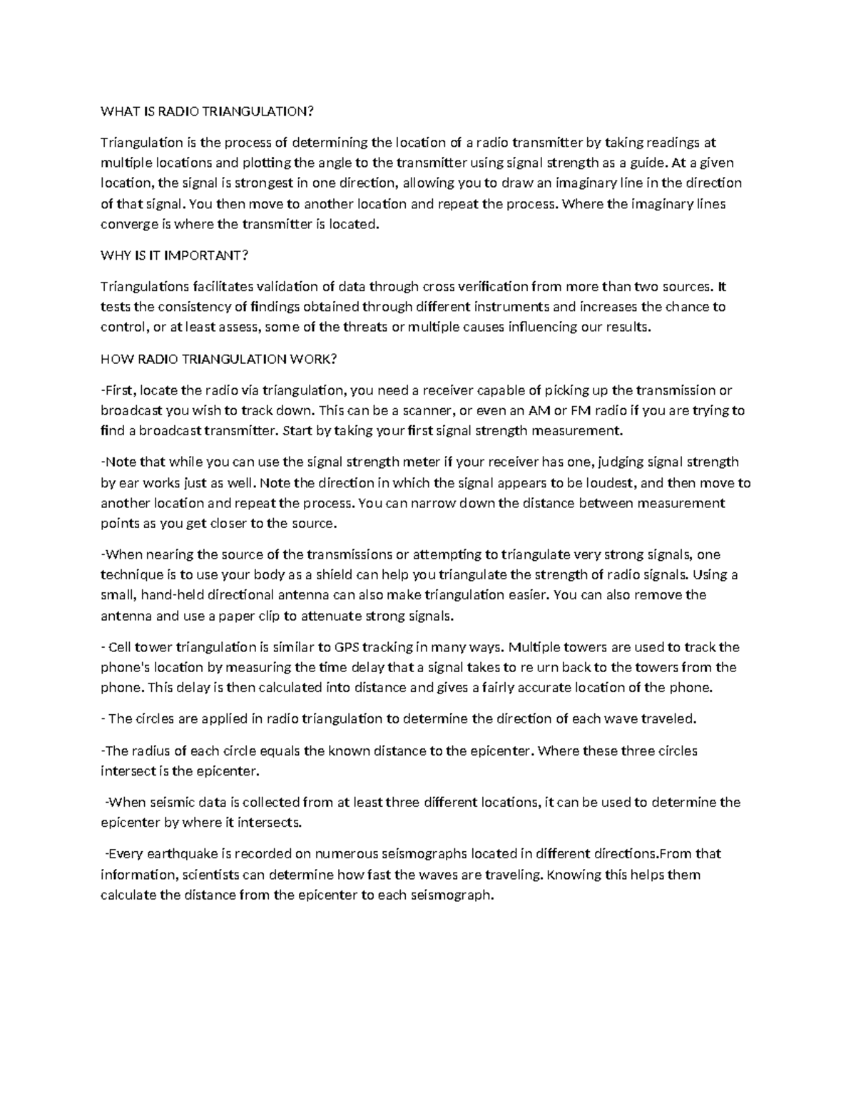 Understanding Radio Triangulation: Techniques and Importance - Studocu