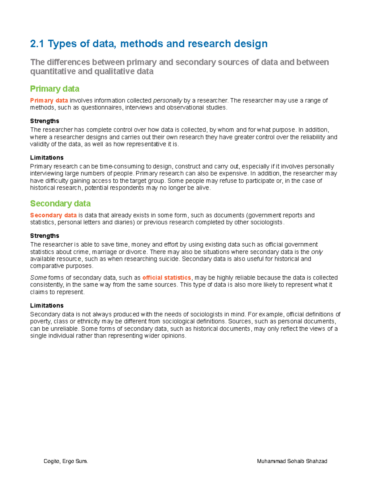2.1 Types of Data and Research Design: Primary vs. Secondary Sources ...