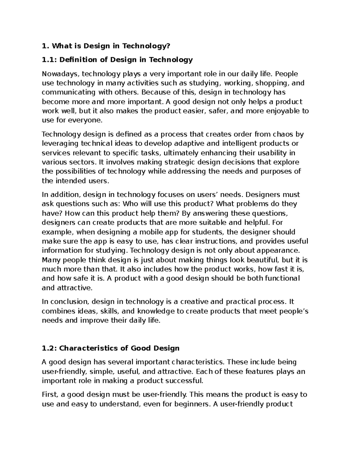 Essay TATM - Exploring Design and Innovation in Technology - Studocu
