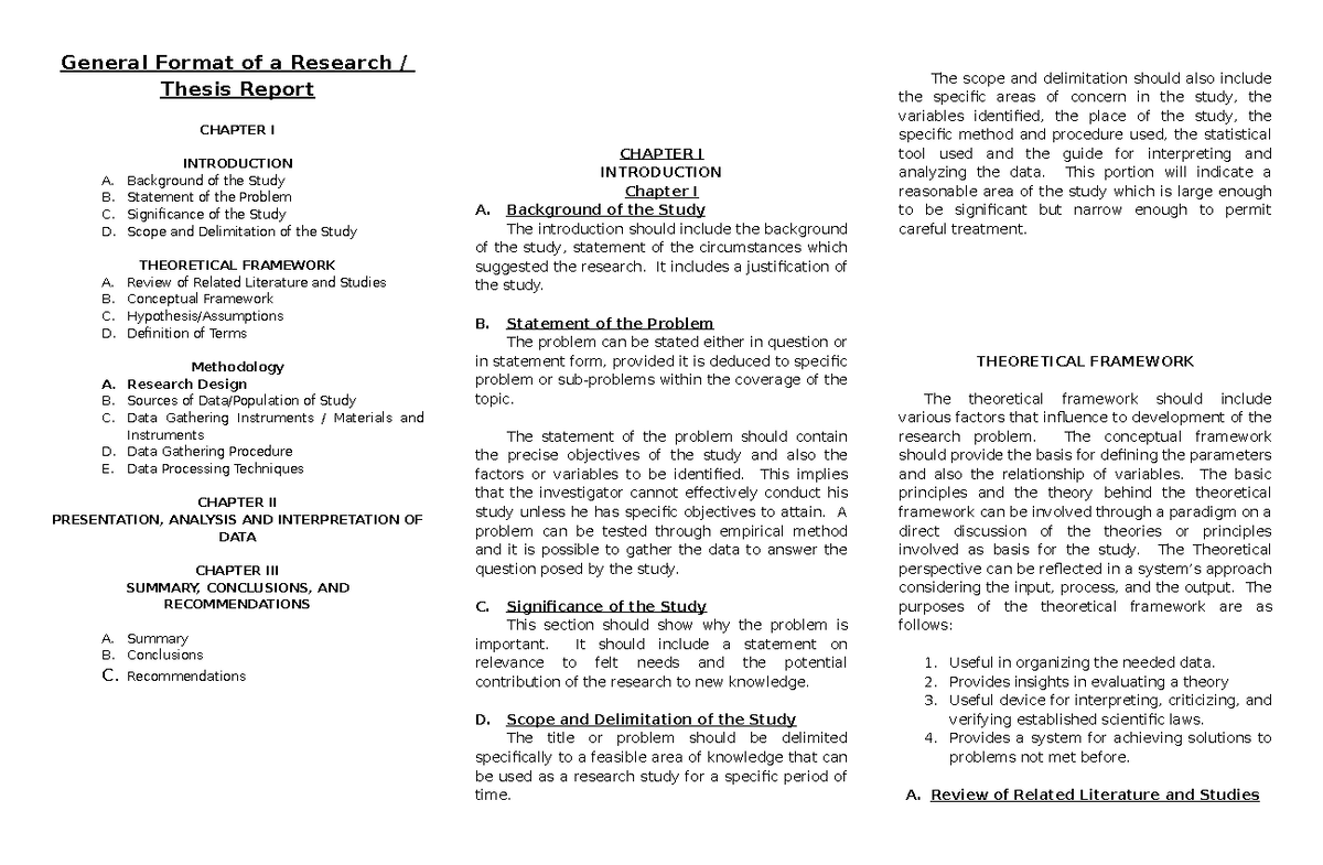 General Format of a Research Thesis Report: Structure & Guidelines ...