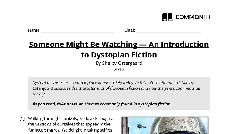 ENG 101: Someone Might Be Watching - An Intro to Dystopian Fiction ...