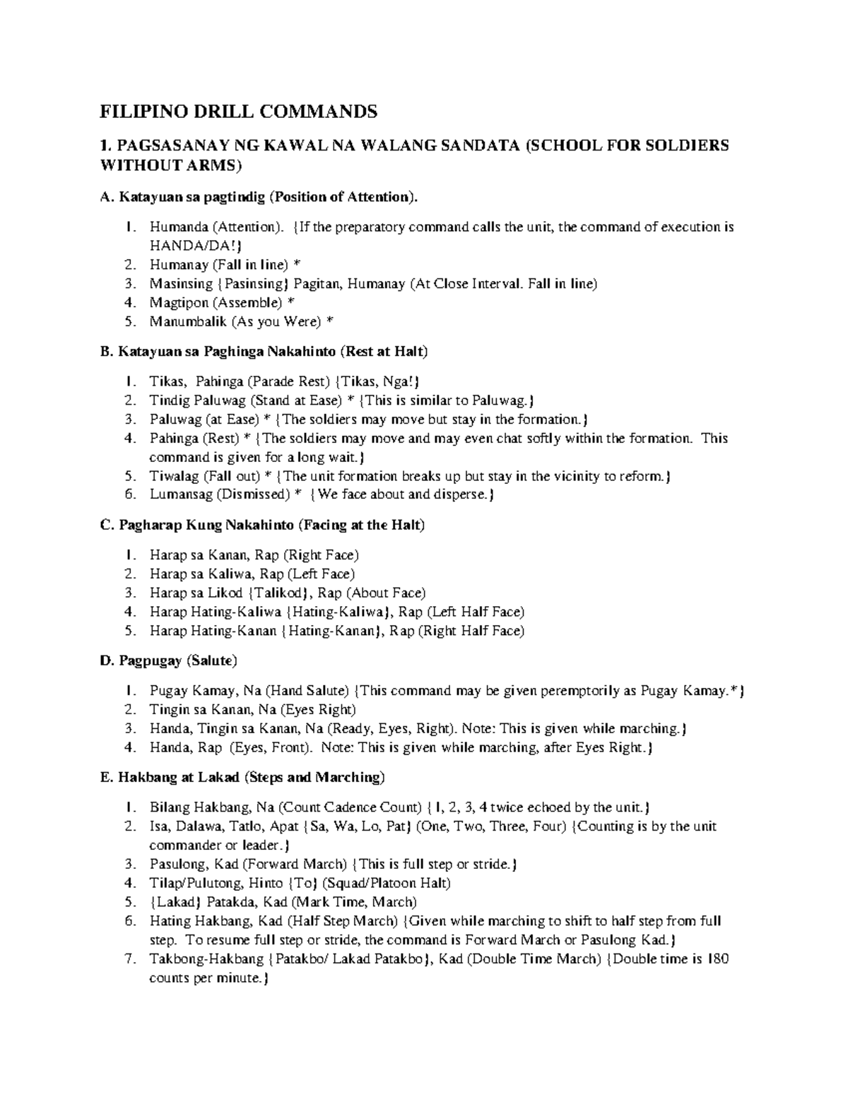 Filipino Drill Commands - Comprehensive Guide for Military Training ...