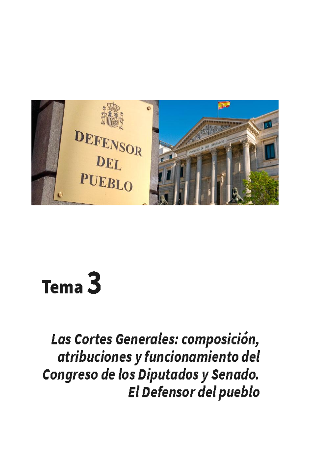 Tema 3: Composición y Funcionamiento de las Cortes Generales en España ...