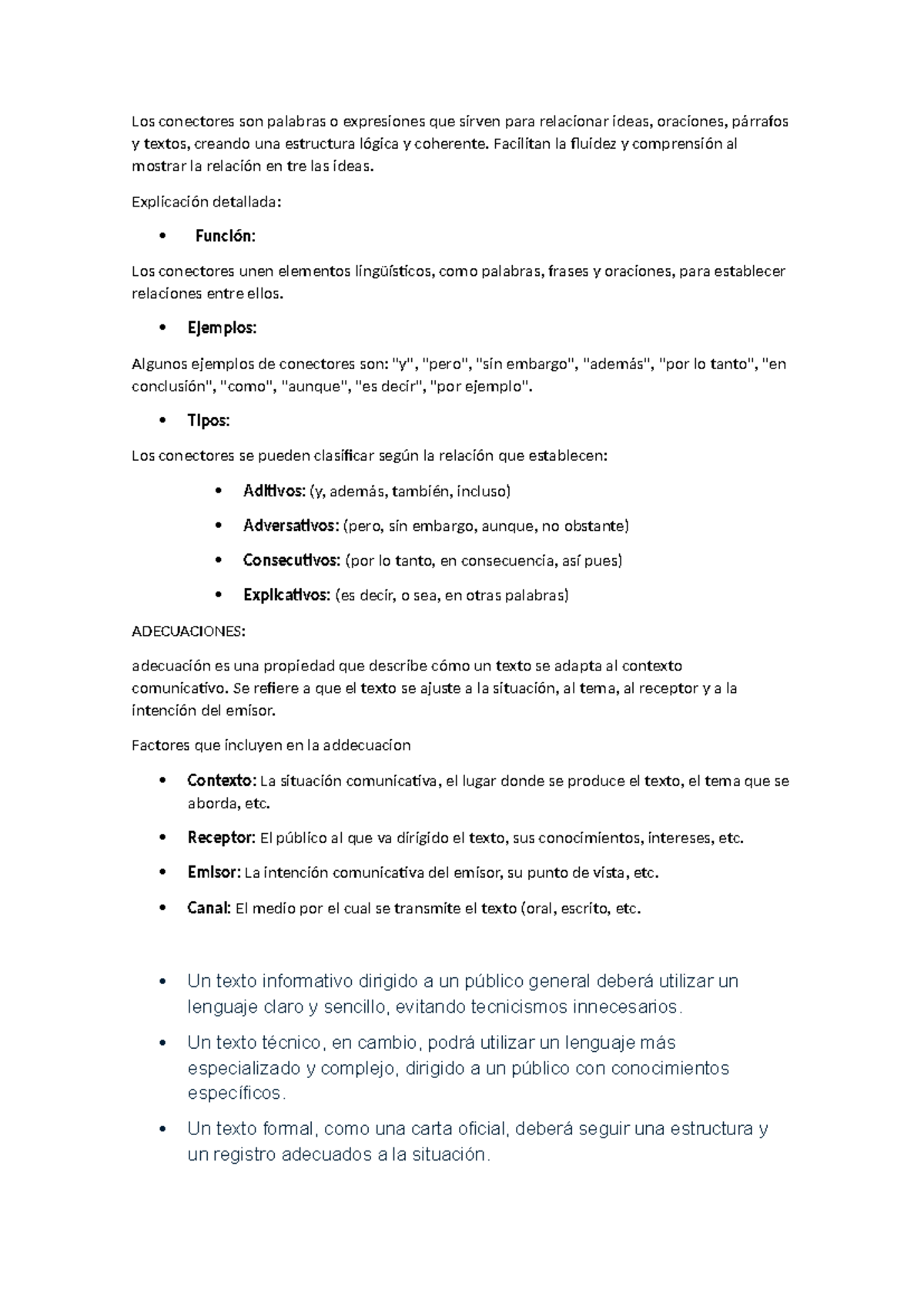 Los conectores: Resumen sobre Comprensión y Argumentación - Studocu